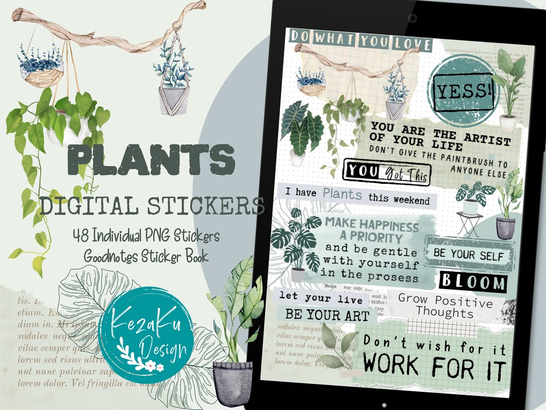 Plant Digital Stickers, Green Digital Stickers, Potted Digital Stickers ...