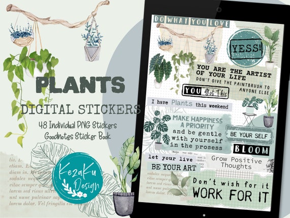 Plant Digital Stickers Green Digital Stickers Potted Digital - Etsy