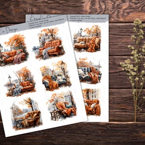 PRINTABLE Autumn Sofa Stickers, Sofa Printable Stickers, Watercolor ...