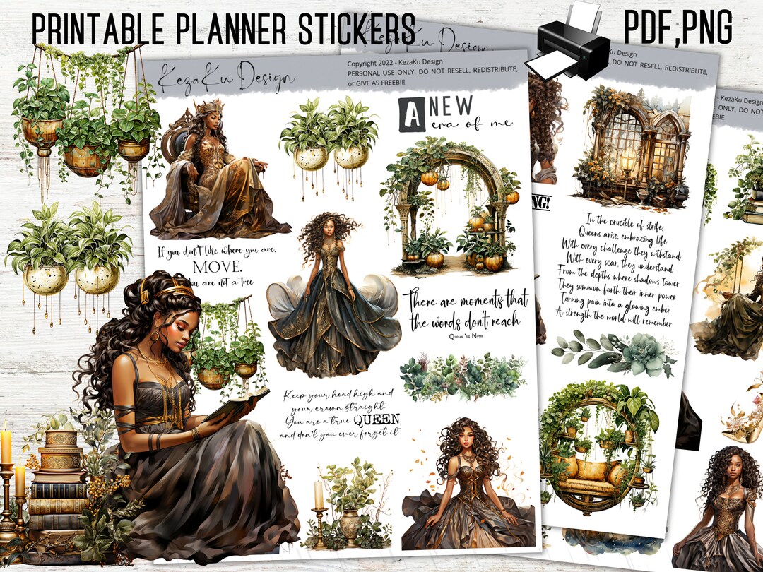 Black Queen PRINTABLE Stickers, Positive Printable Stickers, Black Girl ...
