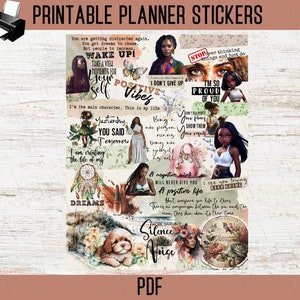 PRINTABLE Black Girl Quotes, Motivation Stickers, Instant Download ...