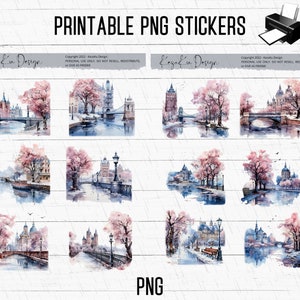 PRINTABLE City Landscape Stickers, City Printable Stickers, Landscape ...