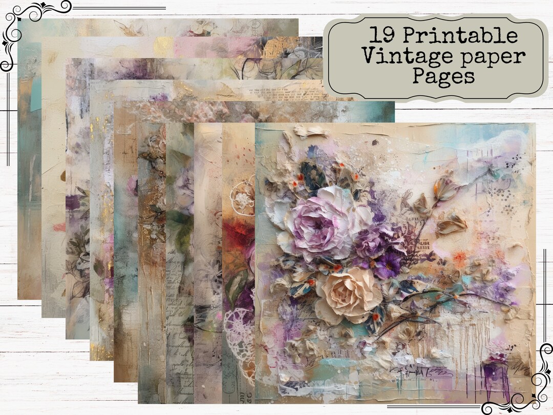 PRINTABLE Vintage Junk Paper, Junk Journal Paper, Vintage Old Paper ...