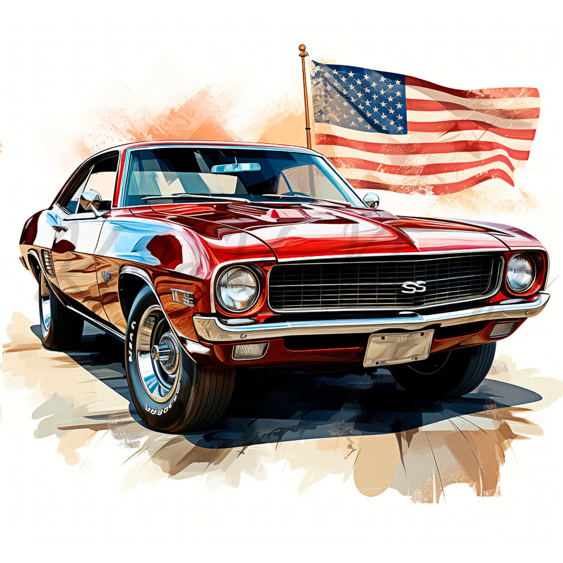 American Muscle Car Clipart 11 High-quality Jpgs, American Flag ...