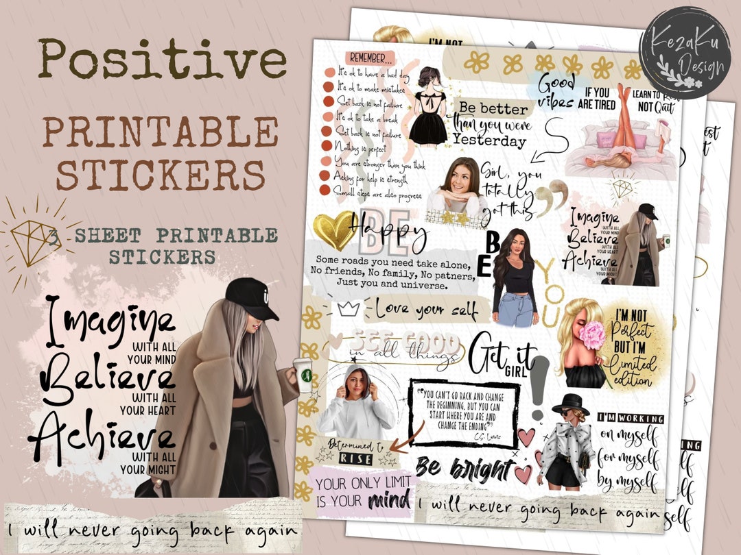 PRINTABLE Positive Quote Stickers Motivational Stickers - Etsy