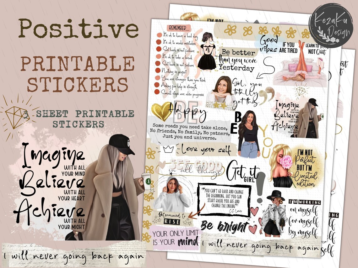 PRINTABLE Positive Quote Stickers Motivational Stickers - Etsy