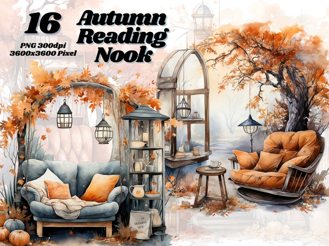 Autumn Reading Nook Cliparts, Autumn Reading Sofa Cliparts, Autum ...