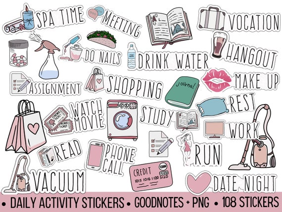 Daily Activity Stickers Goodnotes Daily Stickers Daily - Etsy