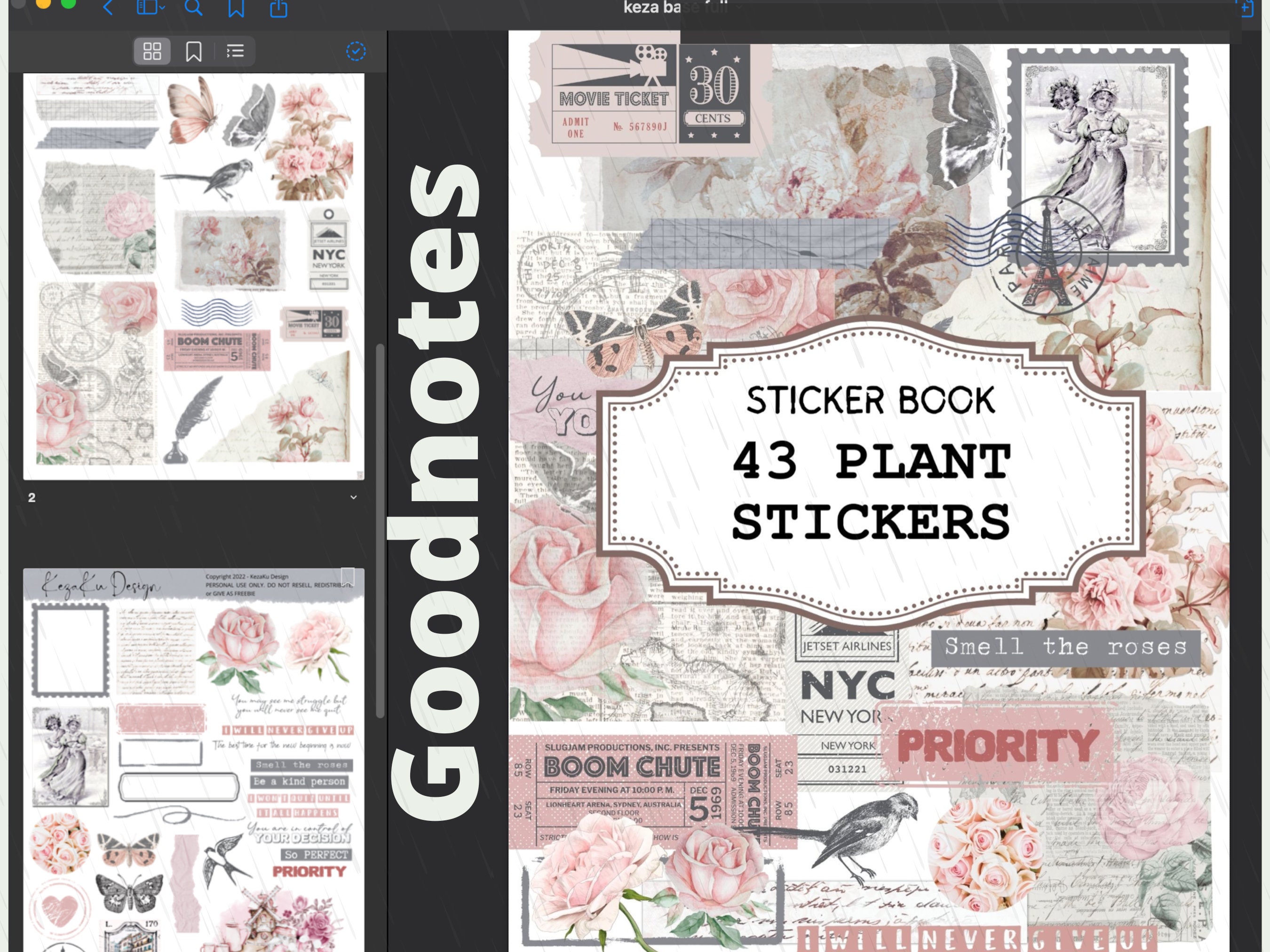 Vintage Digital Stickers Pink Rose Digital Stickers Rose - Etsy