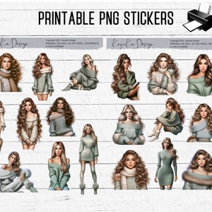 PRINTABLE Sage Light Skin Girl Stickers, Light Skin Winter Girl PDF-PNG ...