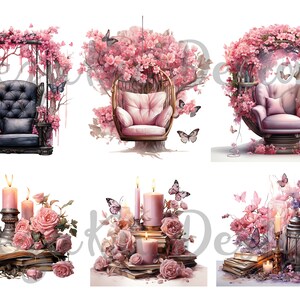 Pink Rose Reading Nook Cliparts, Gothic Reading Corner Cliparts, Pink ...