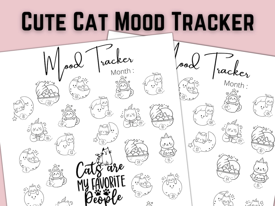 Cat Mood Tracker, Digital Mood Tracker, Mood Tracker Insert Page ...
