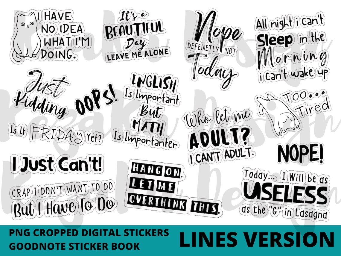 DIGITAL Funny Quotes Stickers, Funny Quotes Digital Planner Stickers ...