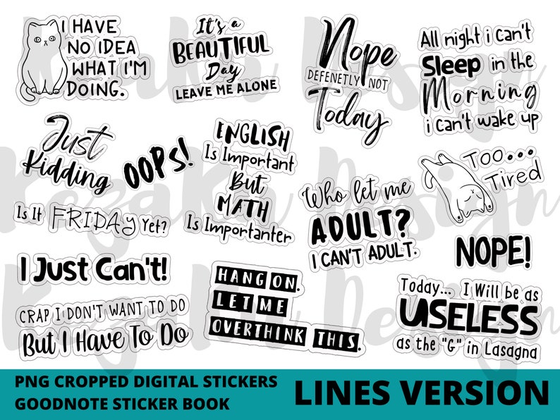 DIGITAL Funny Quotes Stickers Funny Quotes Digital Planner - Etsy