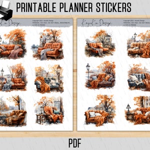 PRINTABLE Autumn Sofa Stickers, Sofa Printable Stickers, Watercolor ...