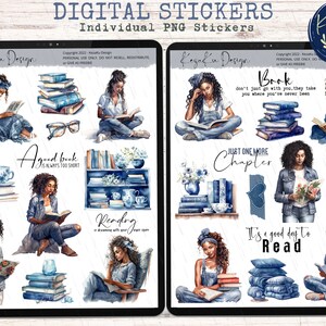 Reading Digital Stickers, Black Girl Stickers, Goodnotes Stickers ...