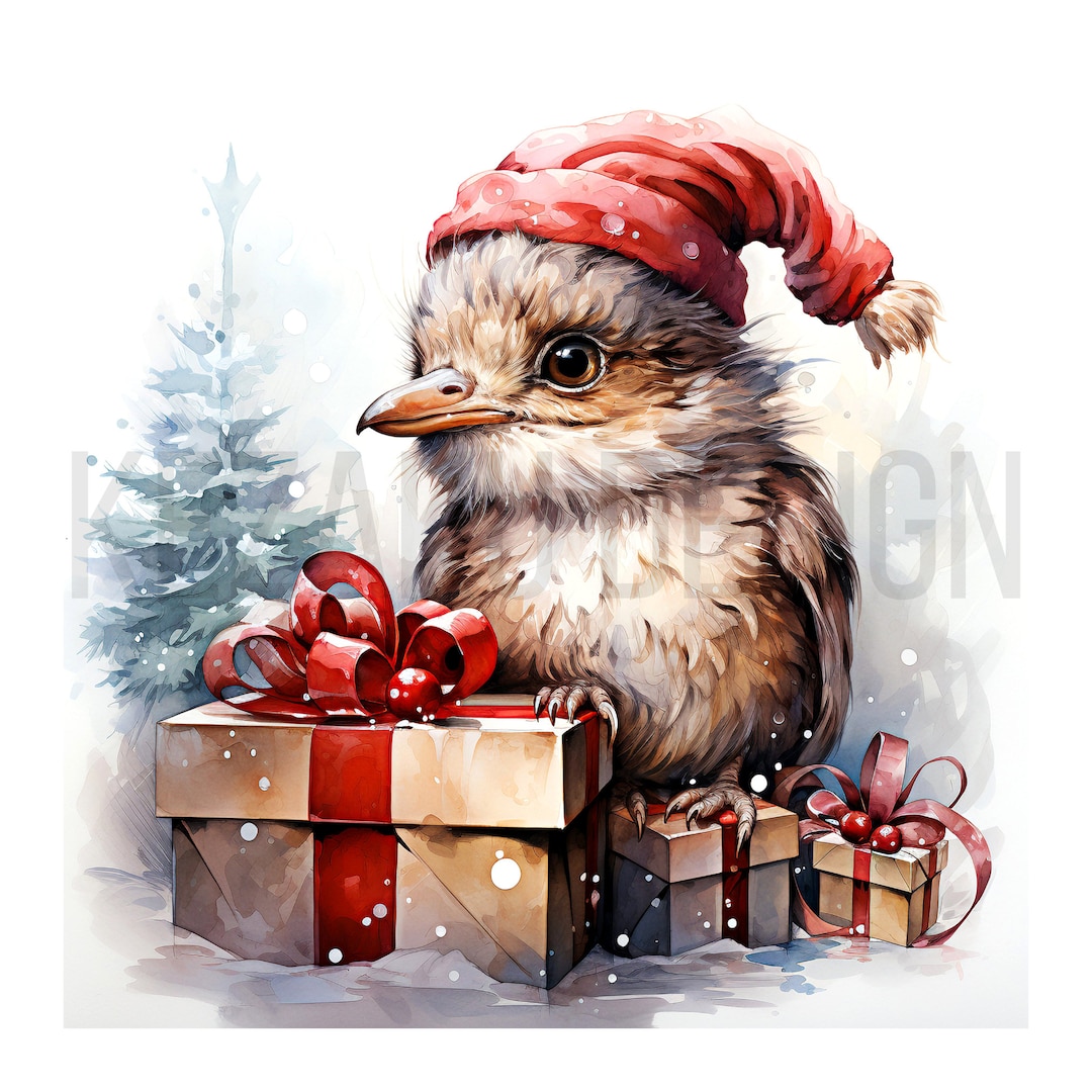 Christmas Bird Clipart 13 High Quality Jpgs, Watercolor Christmas Bird ...