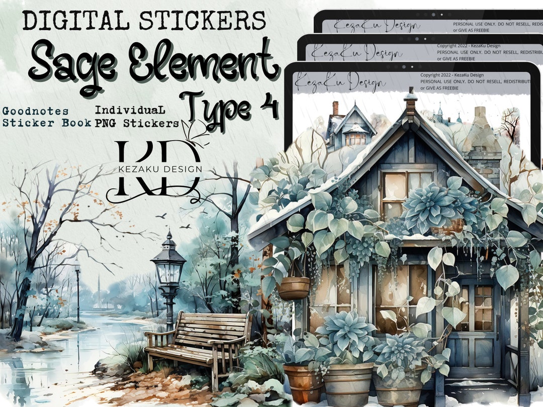 Sage Element Digital Stickers, Sage Stickers, Sage House Goodnotes ...