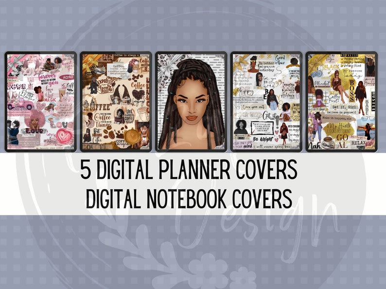Black Girl Digital Planner Covers, Goodnotes Covers, PRINTABLE Notebook ...