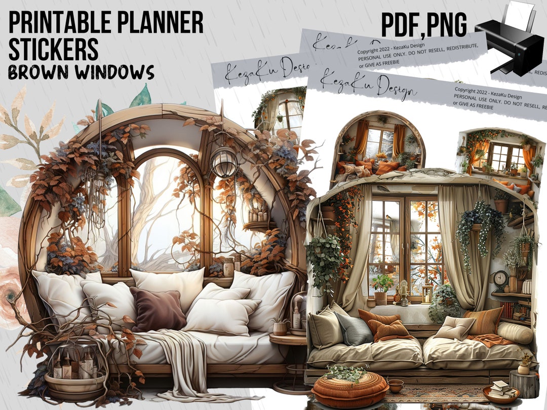 Brown Window Stickers Printable, Brown Sofa Stickers, Furniture Sofa ...