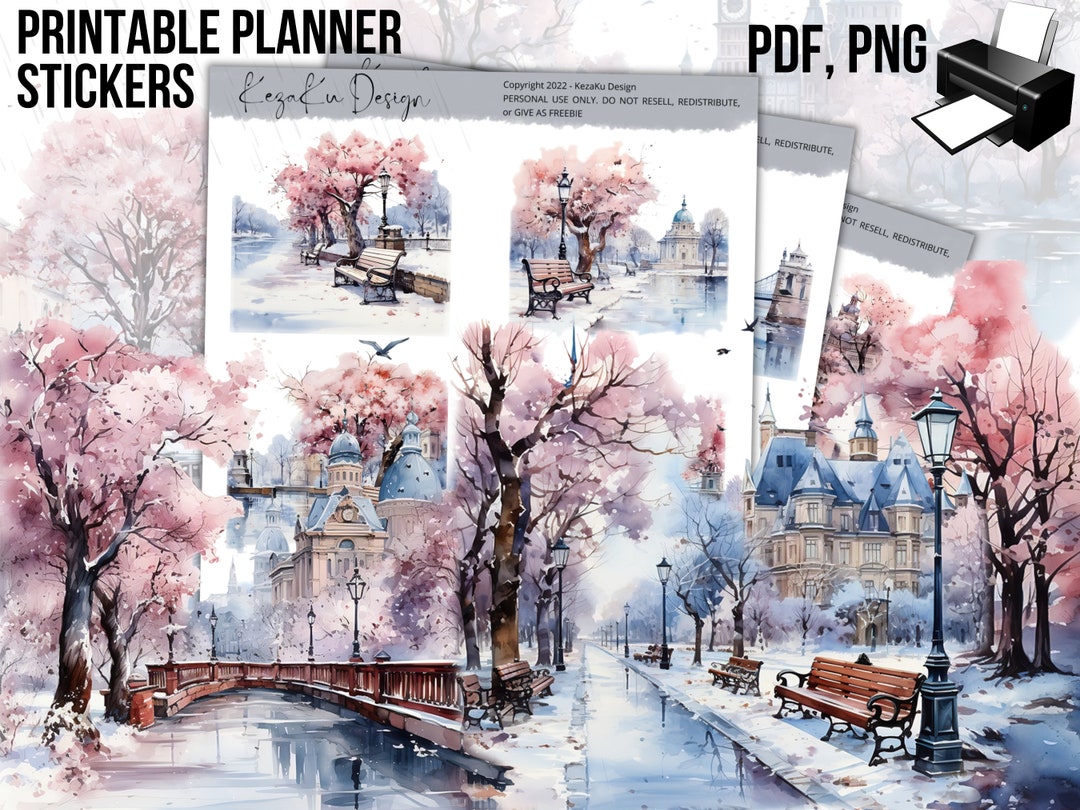 PRINTABLE City Landscape Stickers, City Printable Stickers, Landscape ...