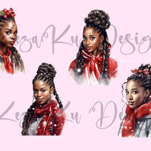 Red Christmas Black Girl Cliparts - Type 1, Christmas Black Girl ...