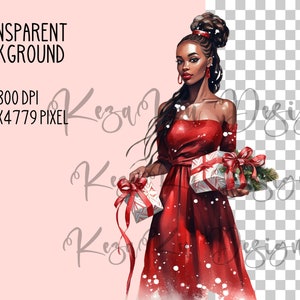 Red Christmas Black Girl Cliparts - Type 1, Christmas Black Girl ...