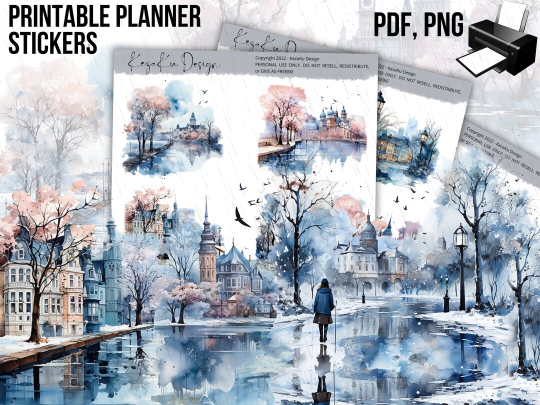 PRINTABLE City Houses Landscape Stickers, Houses Landscape Printable ...