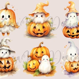 Watercolor Halloween Clipart, Cute Halloween Clipart, Halloween PNG ...