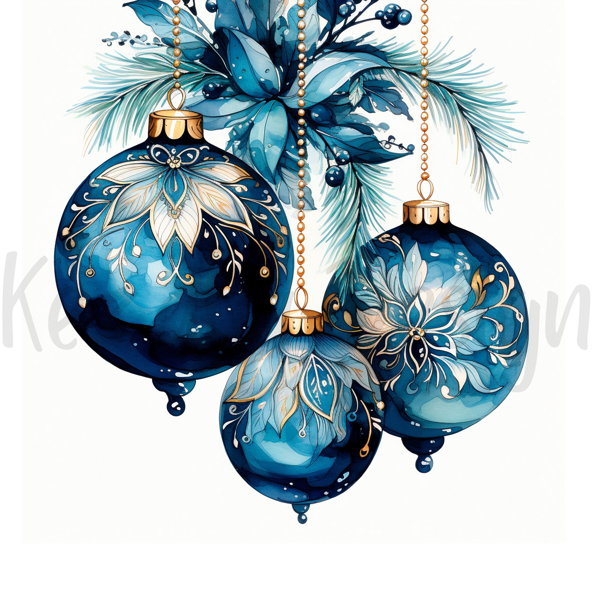 Blue Christmas Ornaments Clipart