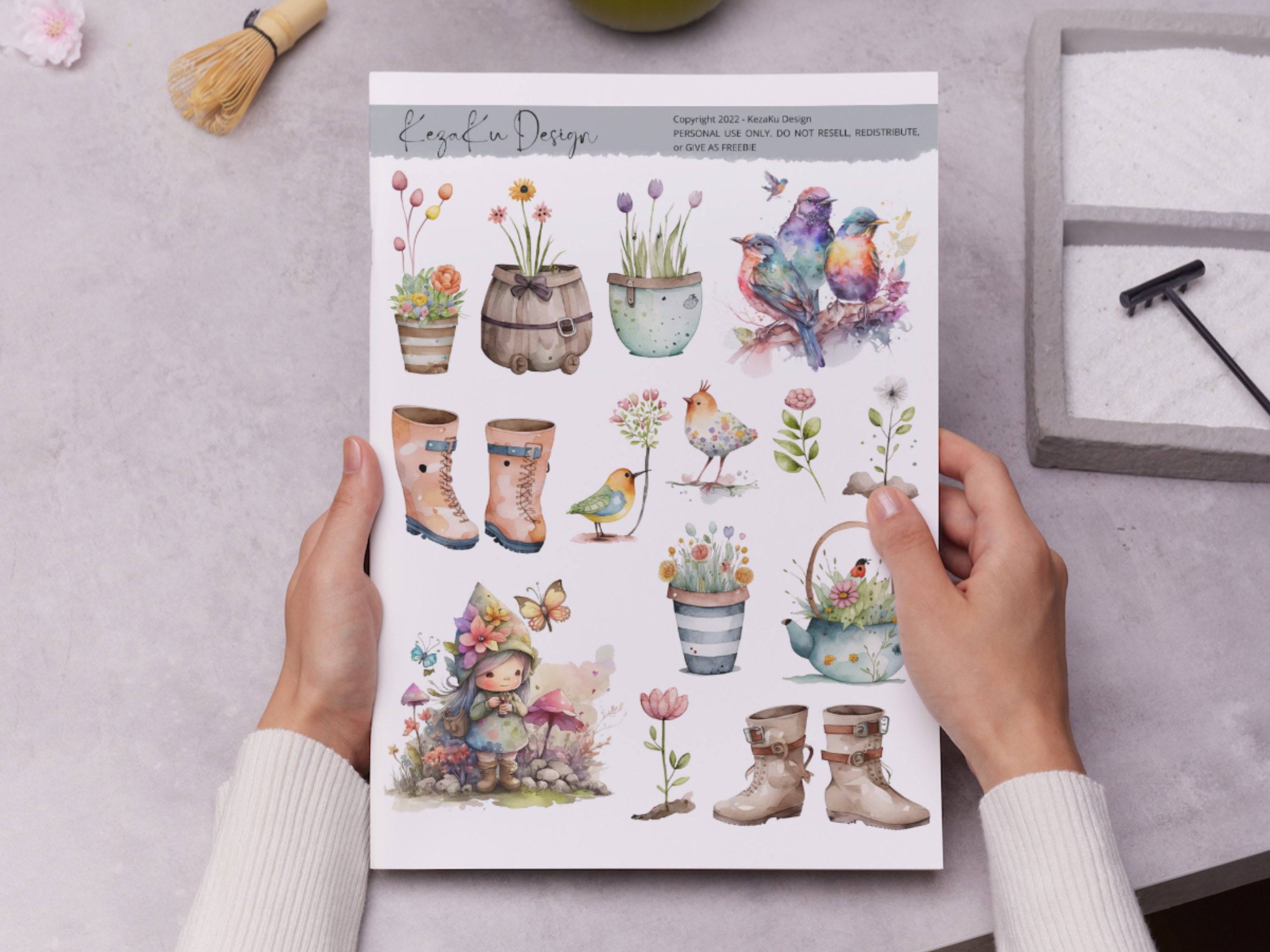 PRINTABLE Watercolor Spring Sticker Sets, Floral Printable Stickers ...