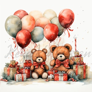 Christmas Teddy Bear, Balloon Frame and Border Clipart 12 High-quality ...