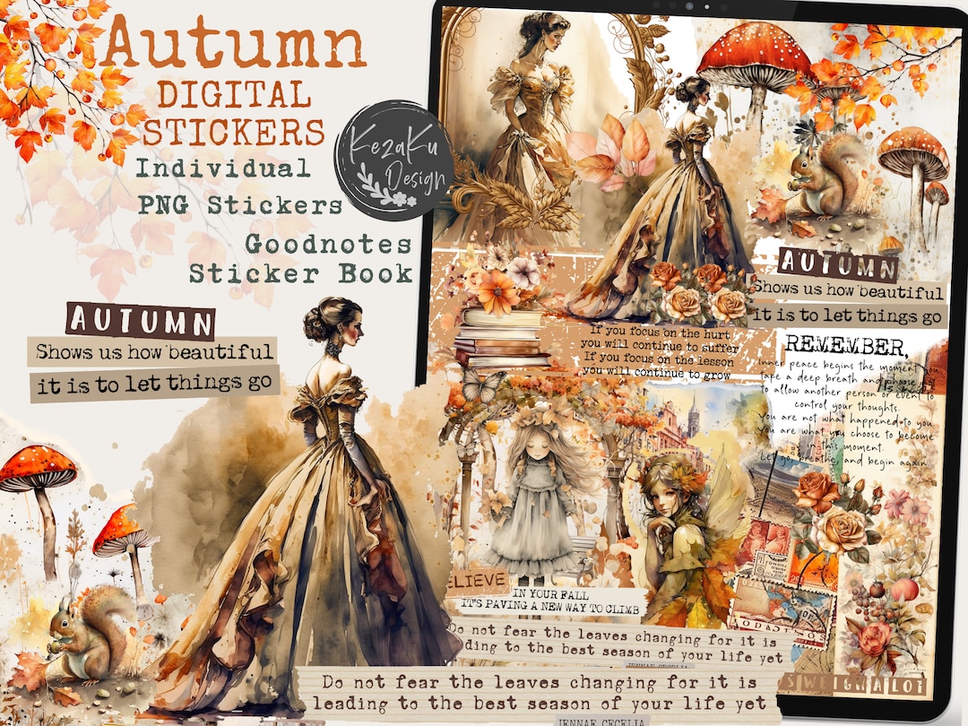 Vintage Autumn Digital Stickers, Autumn Goodnotes, Fall Digital ...