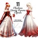 Watercolor Christmas Princess Clipart, Princess Clipart, Cartoon ...