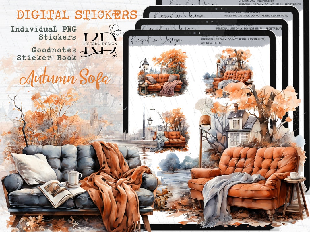 Autumn Sofa Digital Stickers, Sofa PNG, Sofa Goodnotes, Autumn Digital ...