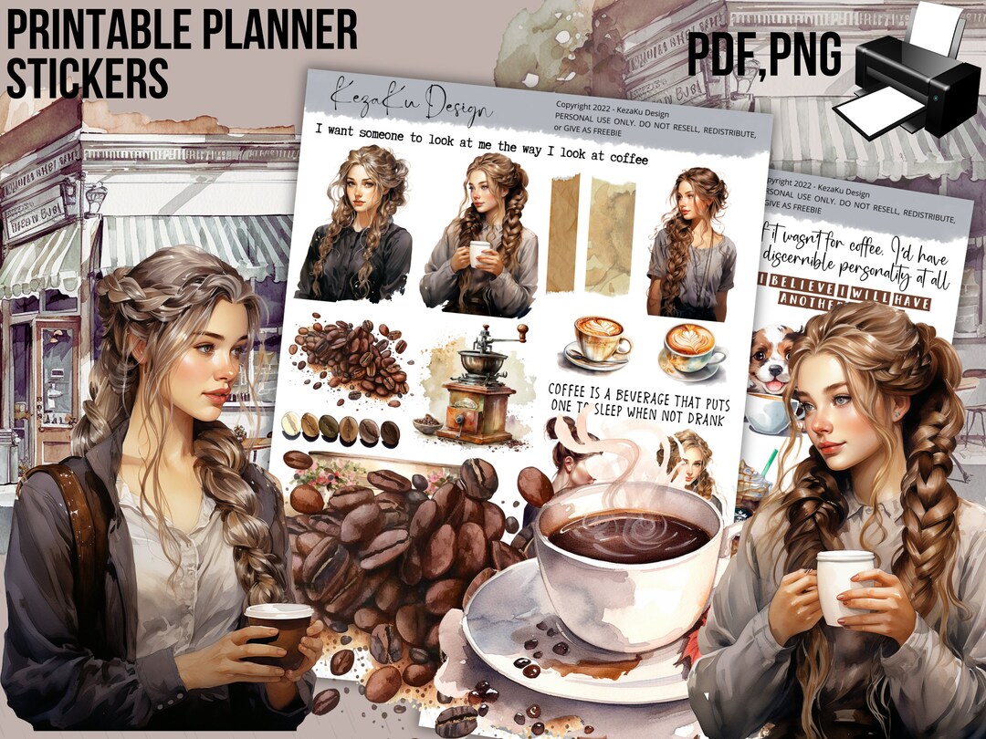 PRINTABLE Coffee Stickers, Motivational Stickers, Instant Download ...