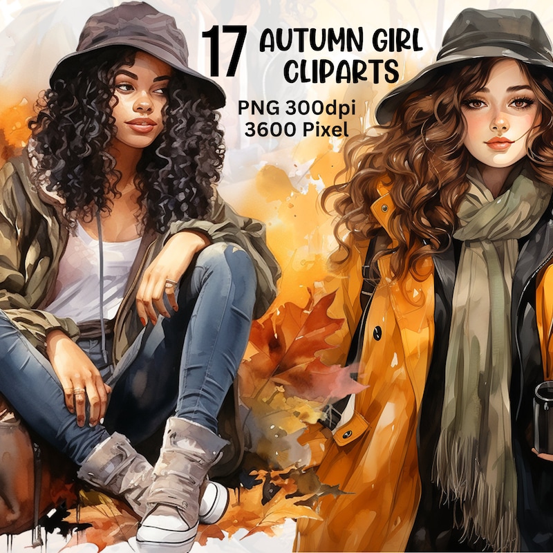 Black Girl Fall Clipart - Etsy
