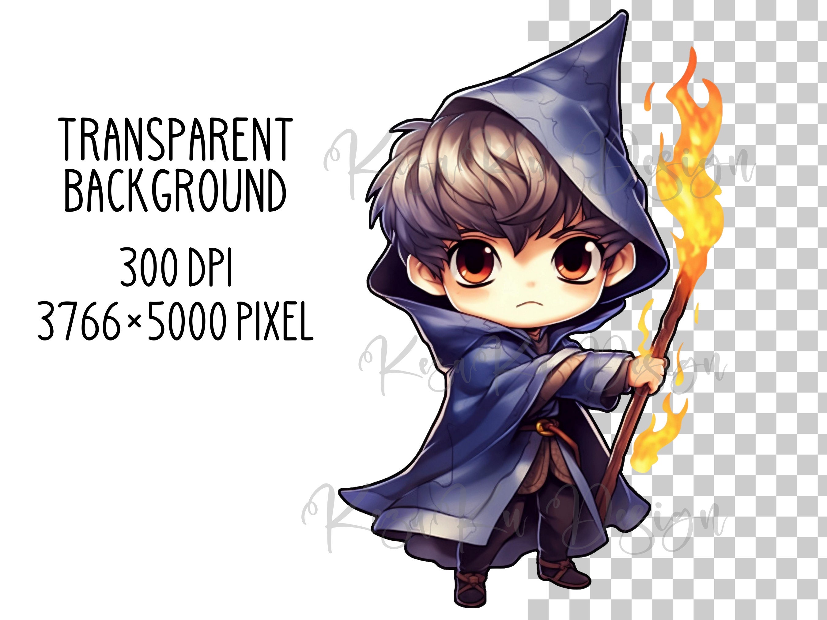 Chibi Wizard PNG Cliparts - 26 Watercolor Chibi Wizard Cliparts, Magic ...