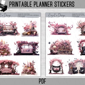 PRINTABLE Pink Rose Reading Nook,reading Corner Printable Sticker Sets ...