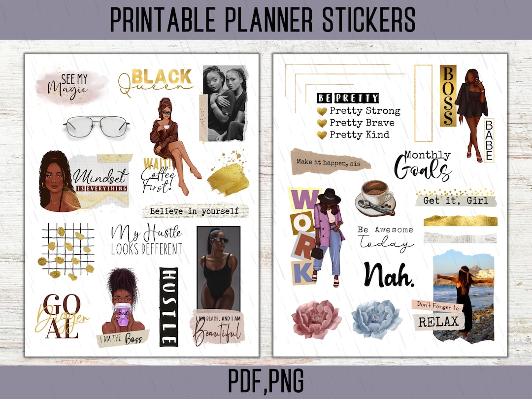 PRINTABLE Positive Quote Stickers, Motivational Stickers, Black Queen ...