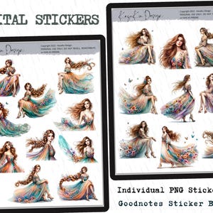 DIGITAL Flowery Light Skin Girl-t3 Stickers, Beautiful Flowery Light ...