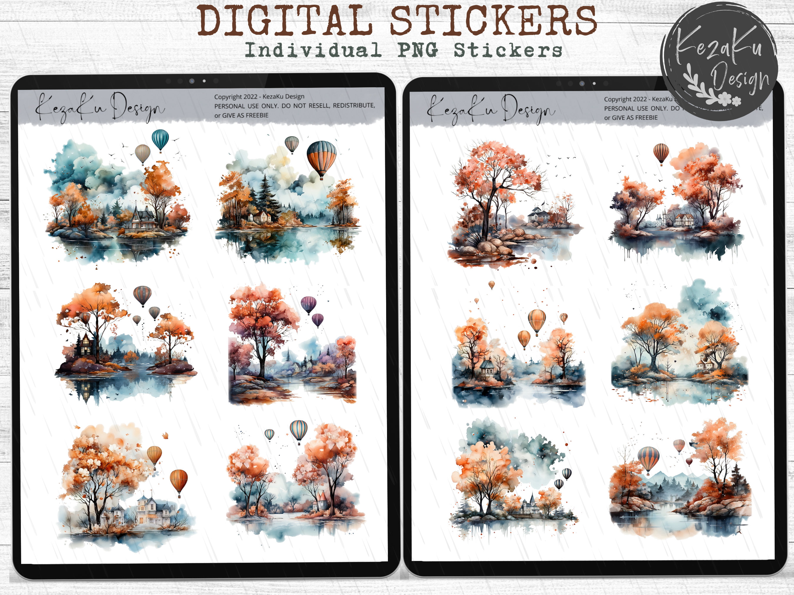 Autumn Landscape Digital Stickers, Autumn PNG, Autumn Goodnotes ...
