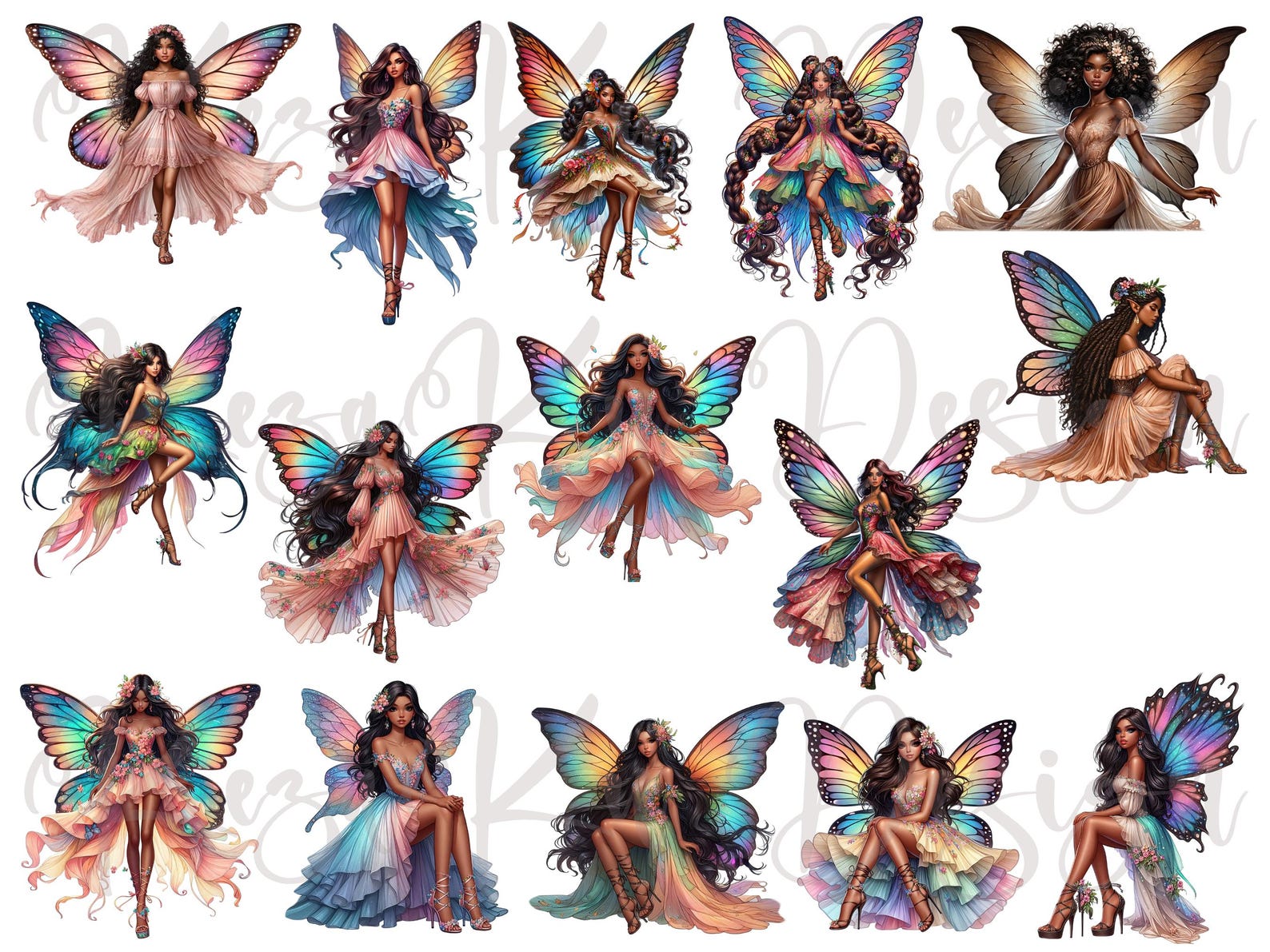 Colorful Black Fairy-t2 Cliparts, Beautiful Colorful Black Fairy ...