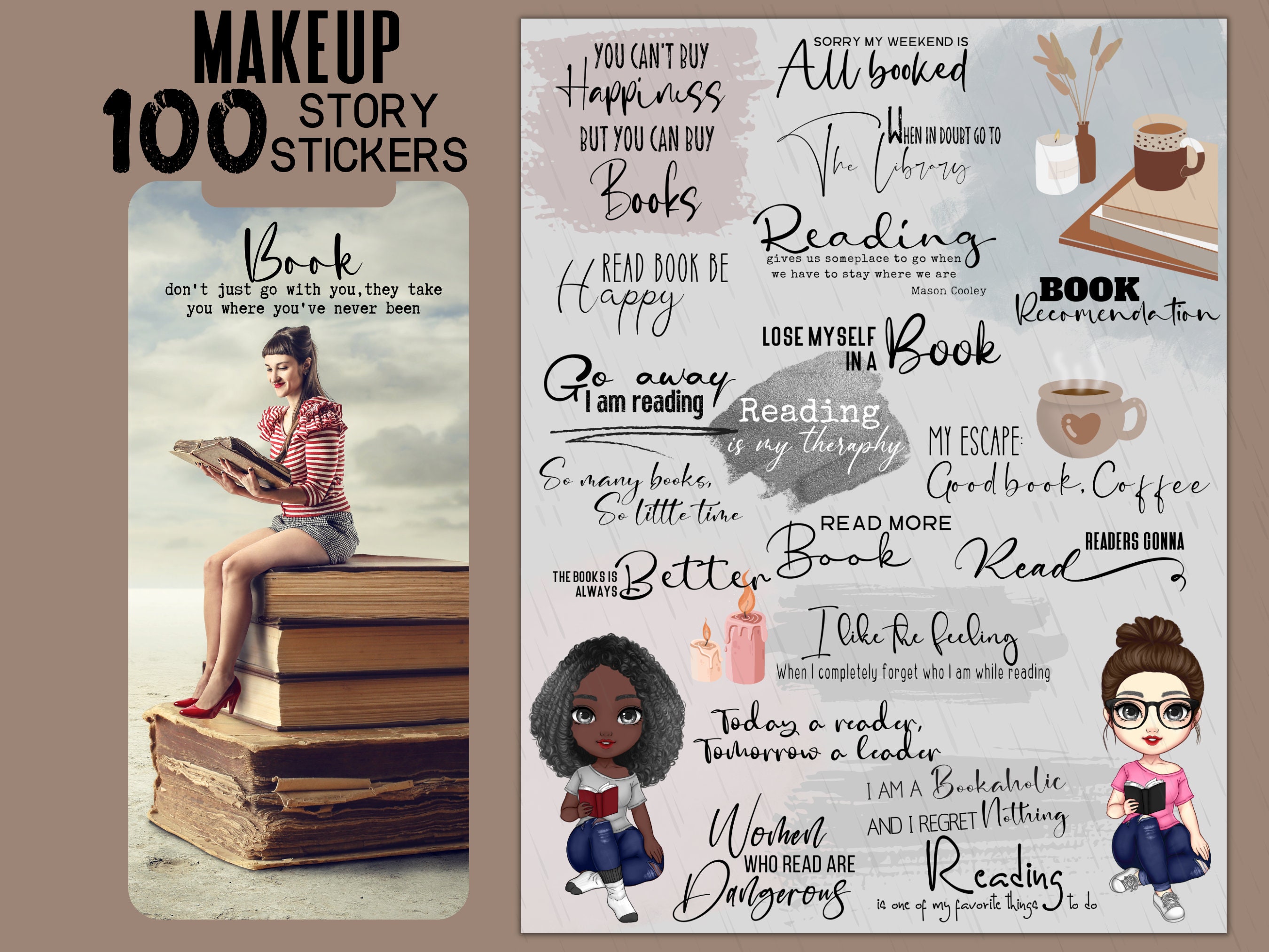 Bookaholic Instagram Story Stickers Book Instagram Stickers - Etsy