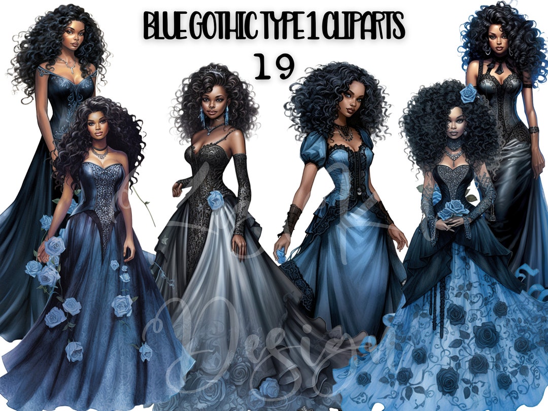 Blue Gothic Clipart-t1, Blue Gothic PNG, Beautiful Gothic Cliparts ...