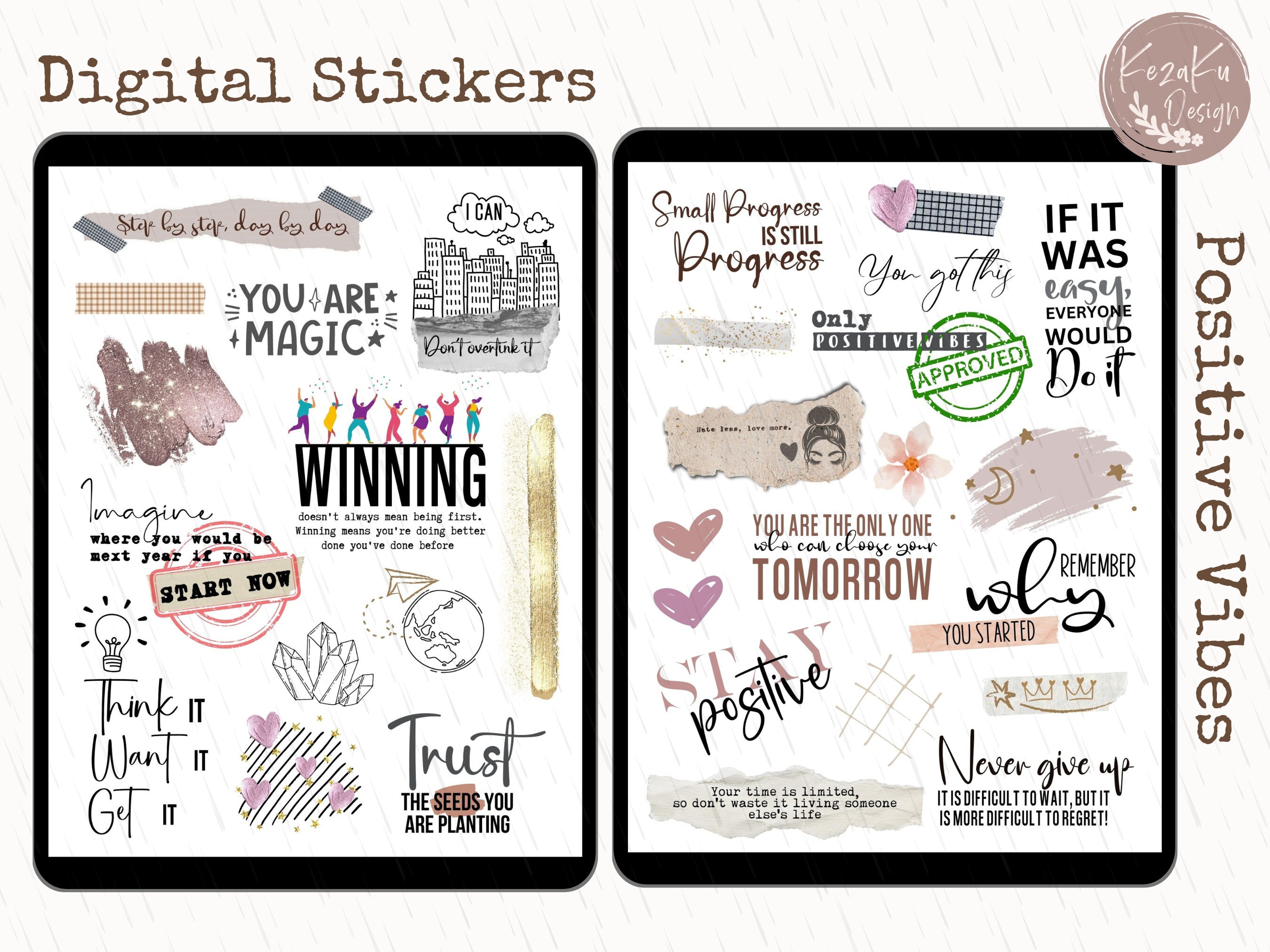 Positive Vibe Digital Stickers Positive Quote Digital - Etsy