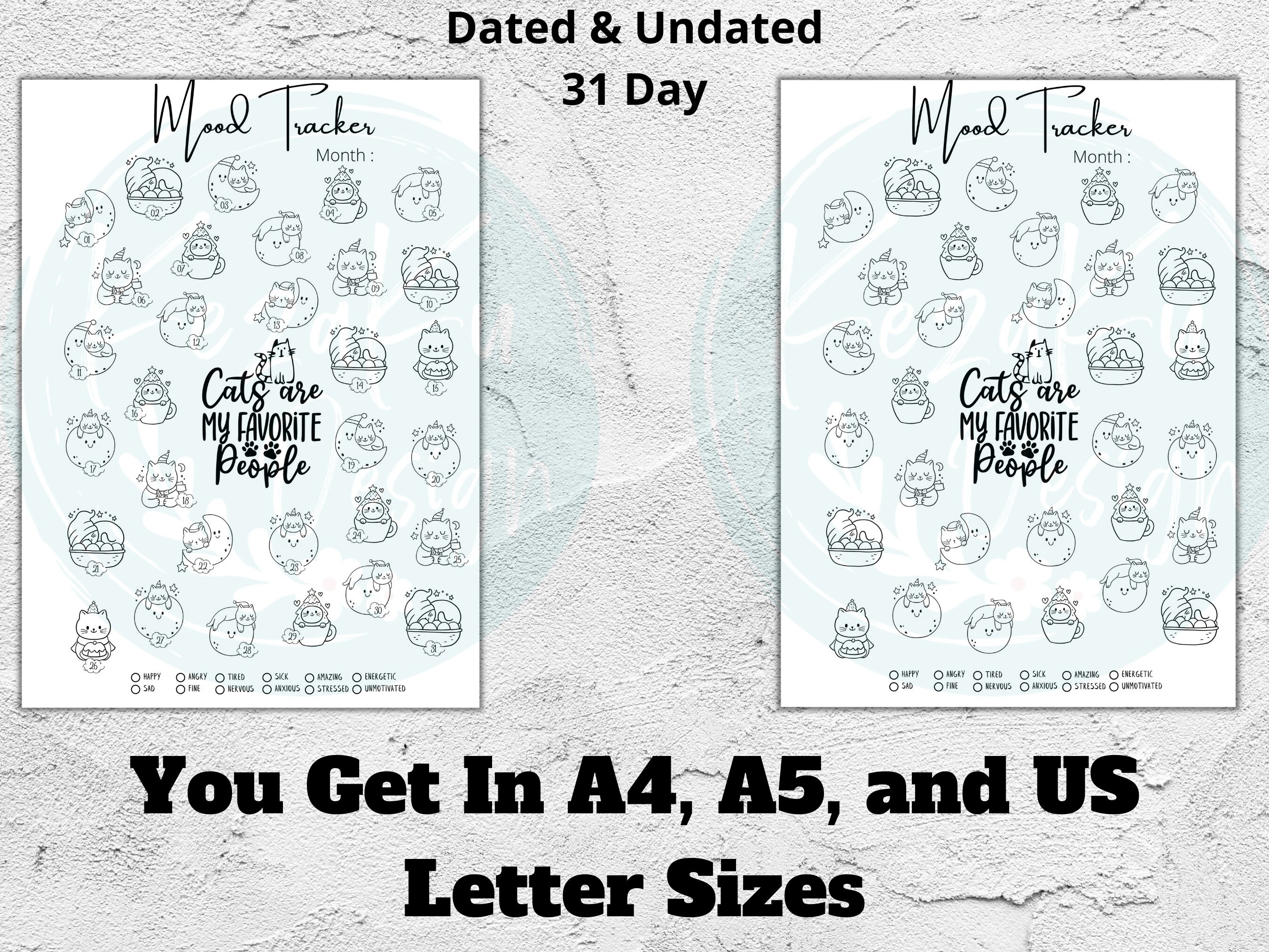 Cat Mood Tracker Digital Mood Tracker Mood Tracker Insert - Etsy