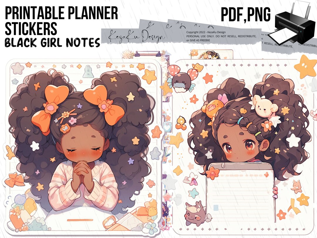 Black Girl Notes Stickers, Black Girl Sticker, Favorite Notes Stickers ...