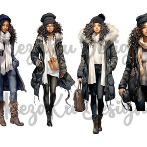 Winter Black Girl Cliparts - Type 2, Black Girl Cliparts, Winter PNG ...