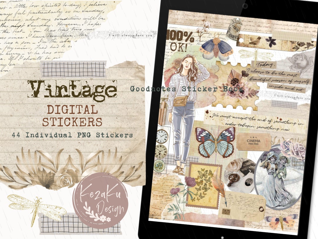 Vintage Digital Stickers, Brown Digital Stickers, Autmn Digital ...